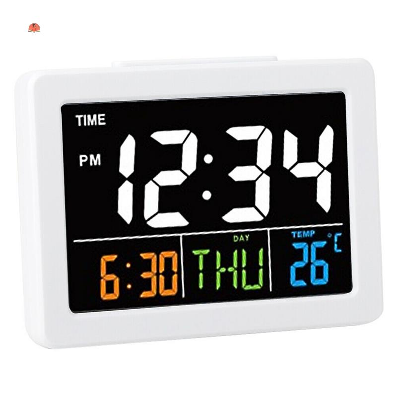Color Large Screen LCD Electronic Desk Alarm Clock with Temperature ...