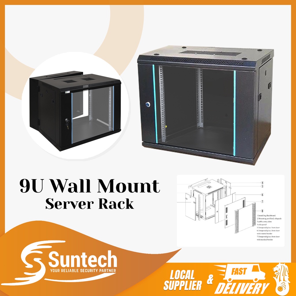 9U Server Rack Network Cabinet Wall Mounted Data Rack (Assembled ...