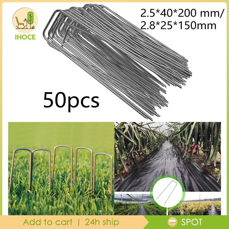 [Ihoce] 50x Garden Staples Ground Anchors Stakes Pegs Pins for Securing ...