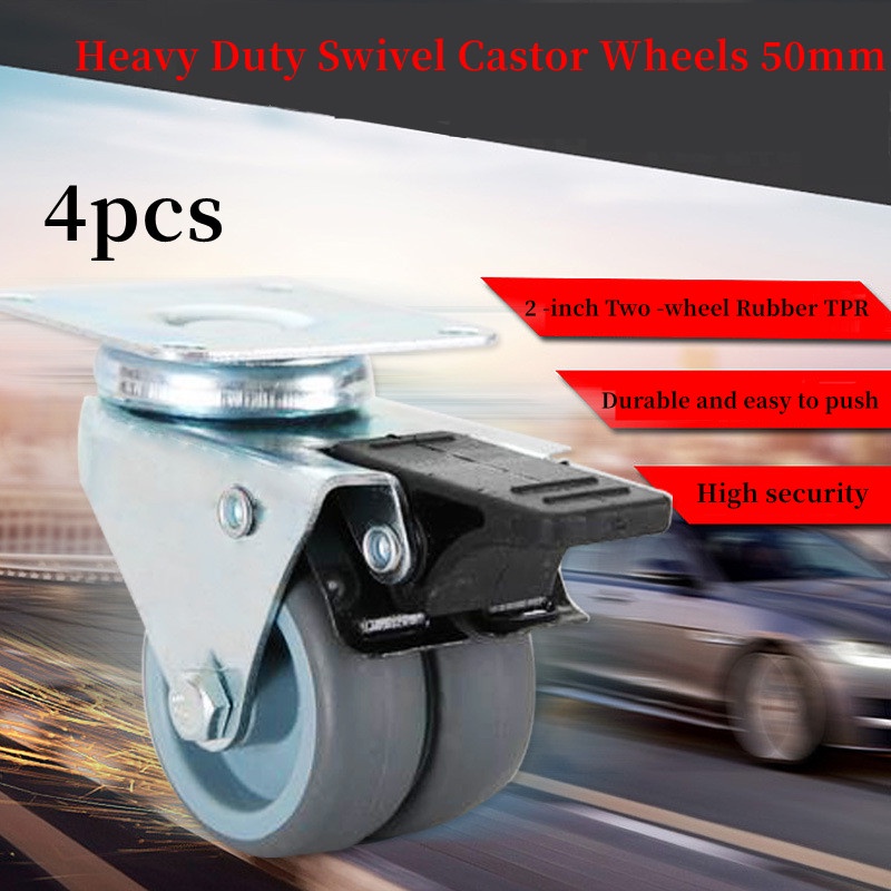 [SG SELLER LOCAL STOCK] 4pcs Heavy Duty Swivel Castor Wheels 50mm with ...
