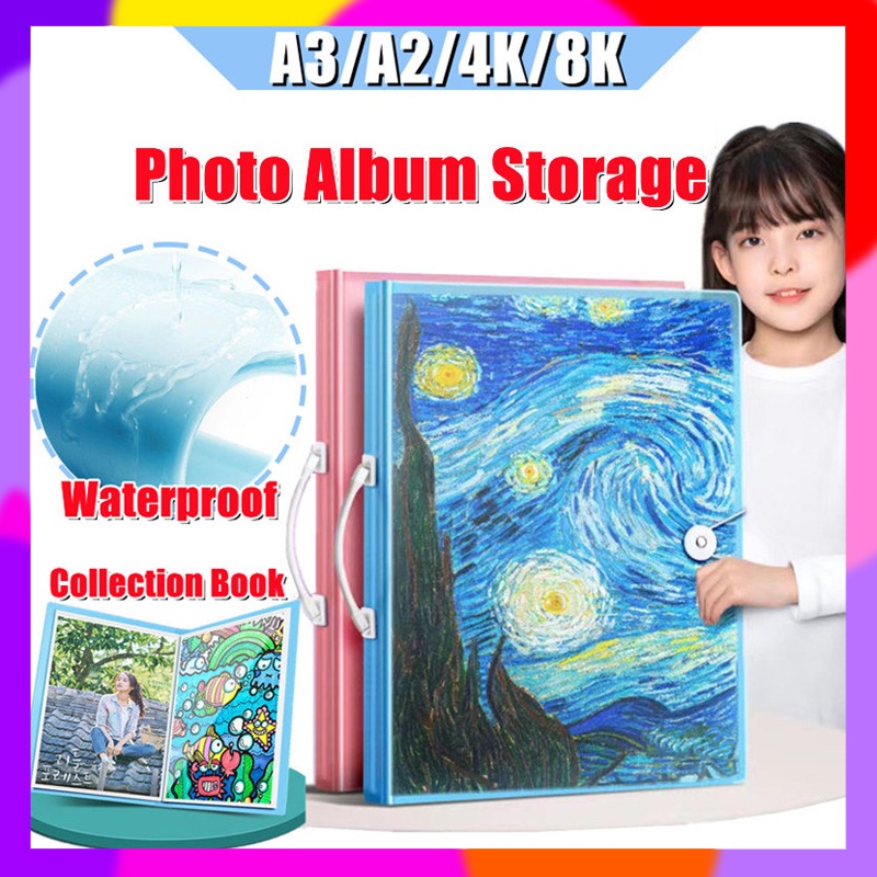A2/A3/8K/4K Large Photo Album Storage Portable File Folder Sketch ...