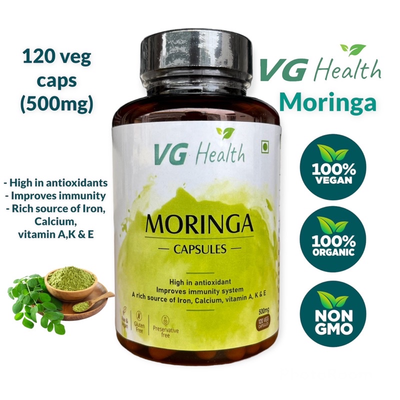 VG Health, Organic Moringa, 120 veg capsules (500mg) | Shopee Singapore