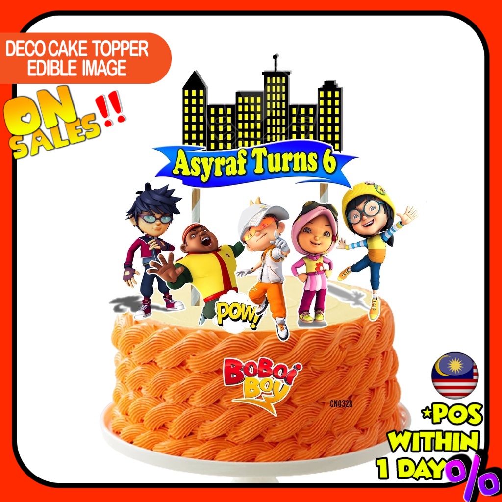 [CUSTOM NAME] Happy Birthday Cake Topper Boboiboy Decoration Set Party ...