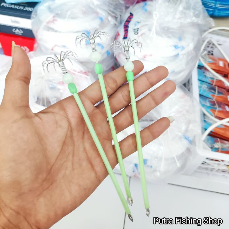 Squid Fishing Hook 15cm Full Gid Needle Model - Glow In The Dark Squid ...