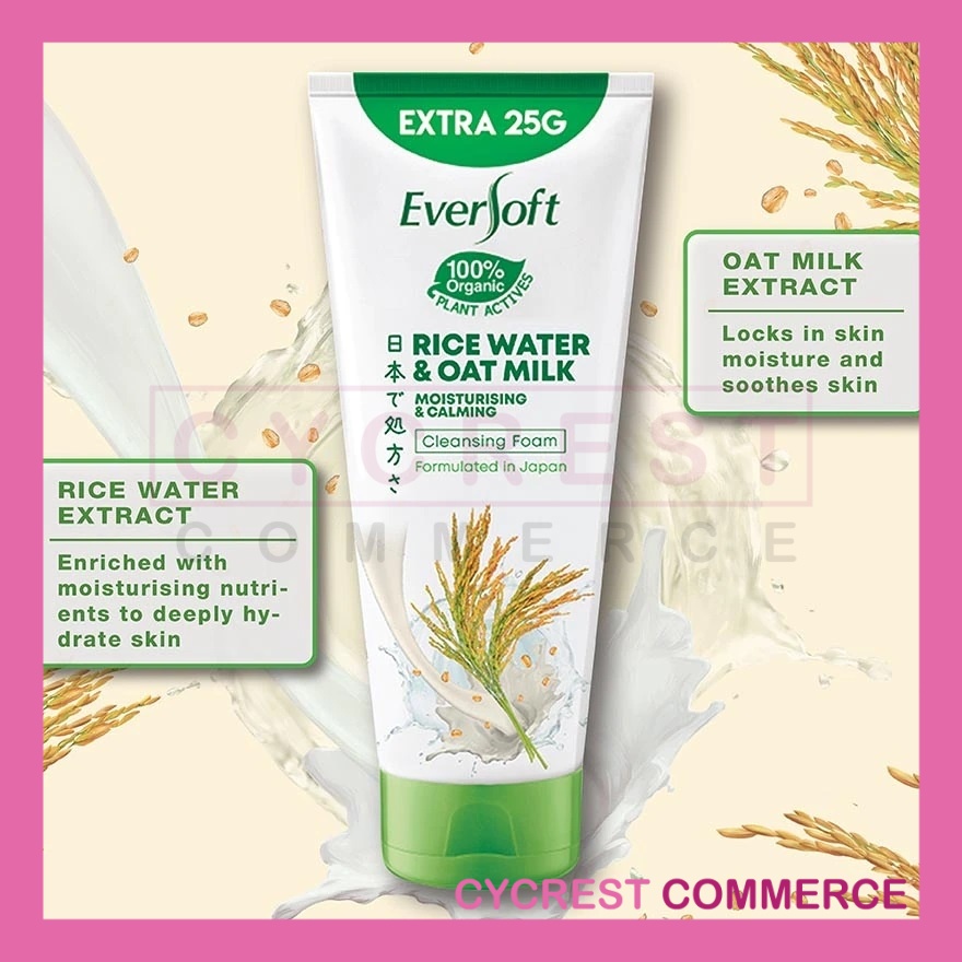 Eversoft Rice Water & Oat Milk Moisturising & Calming Cleansing Foam ...