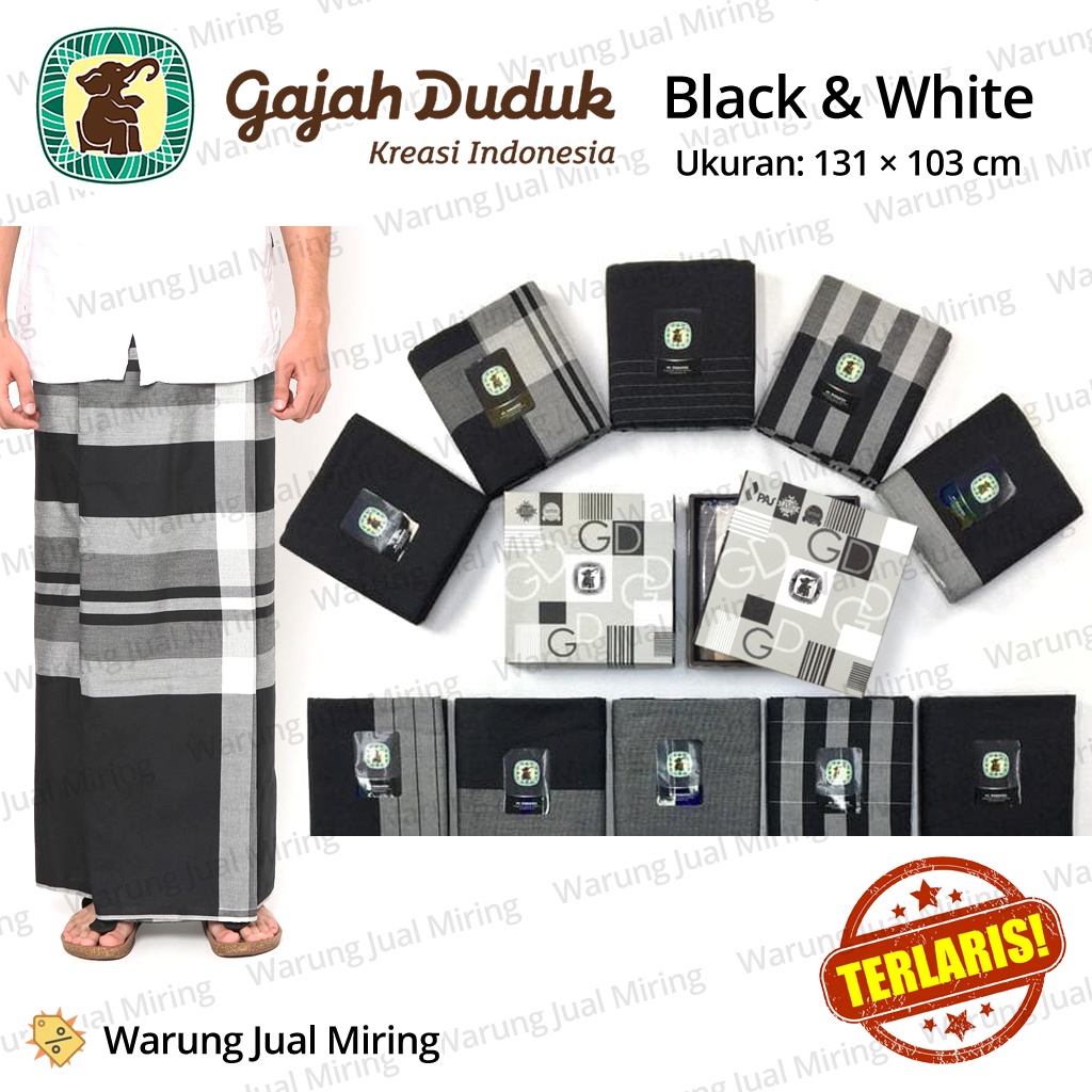 KATUN Sarong ELEPHANT DUDUK Black & White BW Black and White Original ...