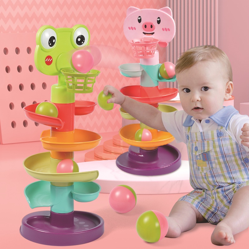 7 Layers Baby Hoop Throw Rolling Ball Tower Slide Early Educational ...