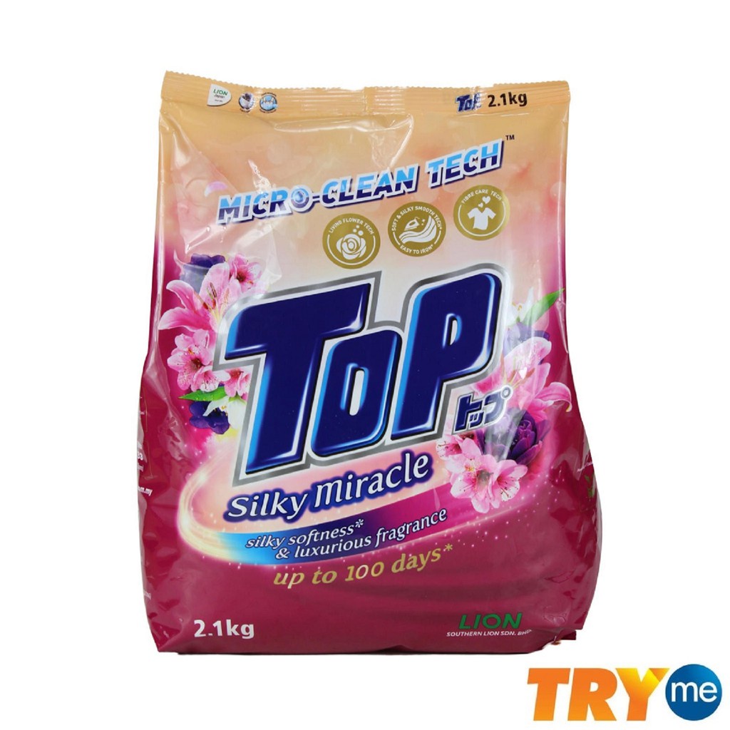 Top Detergent Powder Silky Miracle (2.1kg) | Shopee Singapore