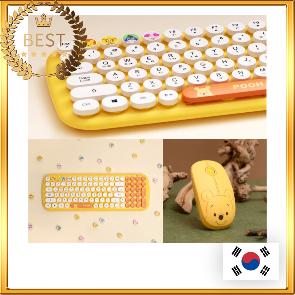 [Winnie The Pooh] Retro Low Noise Wireless Mouse Keyboard Set USB ...
