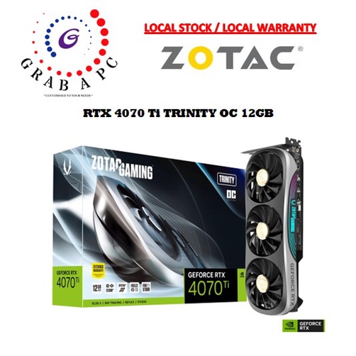 ZOTAC GAMING GEFORCE RTX 4070 Ti TRINITY OC 12GB (ZT-D40710J-10P ...