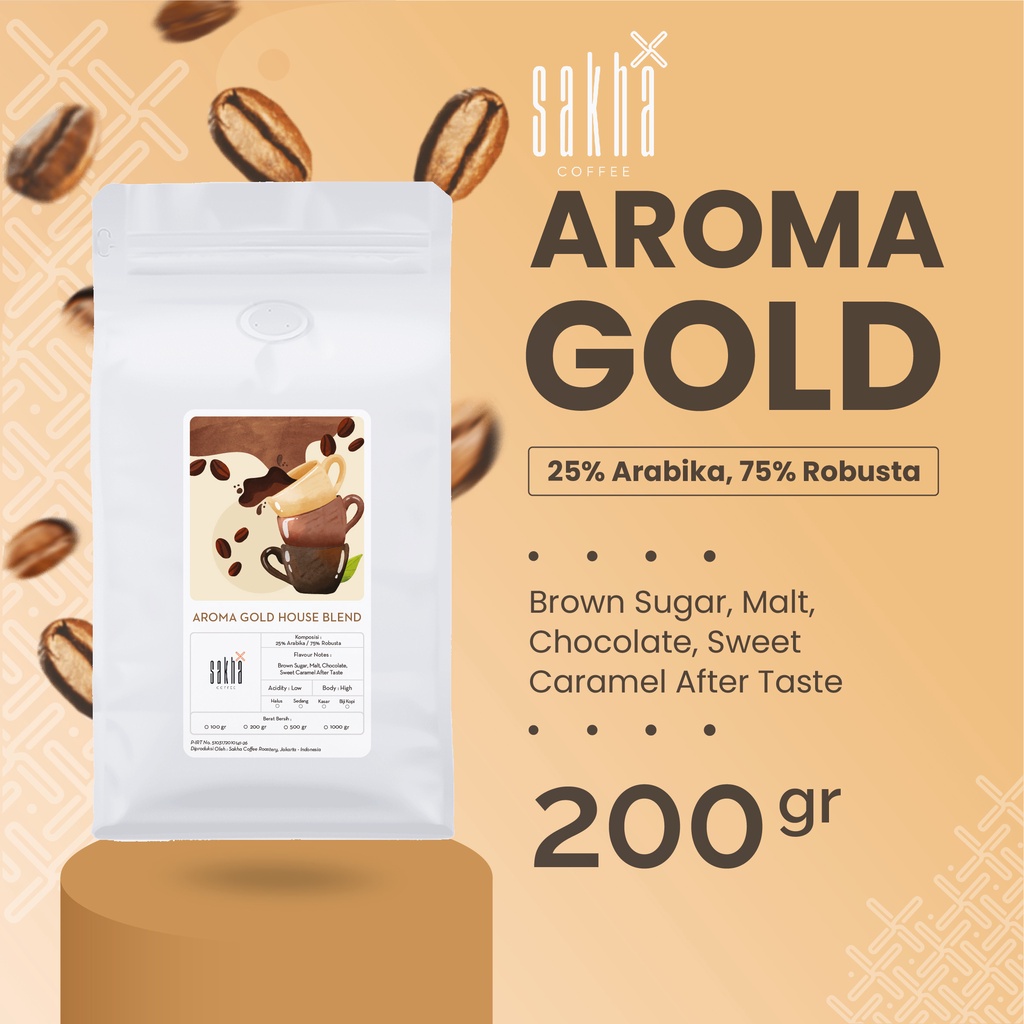Aroma Coffee Gold Espresso House Blend 25% Arabica 75% Robusta Coffee ...