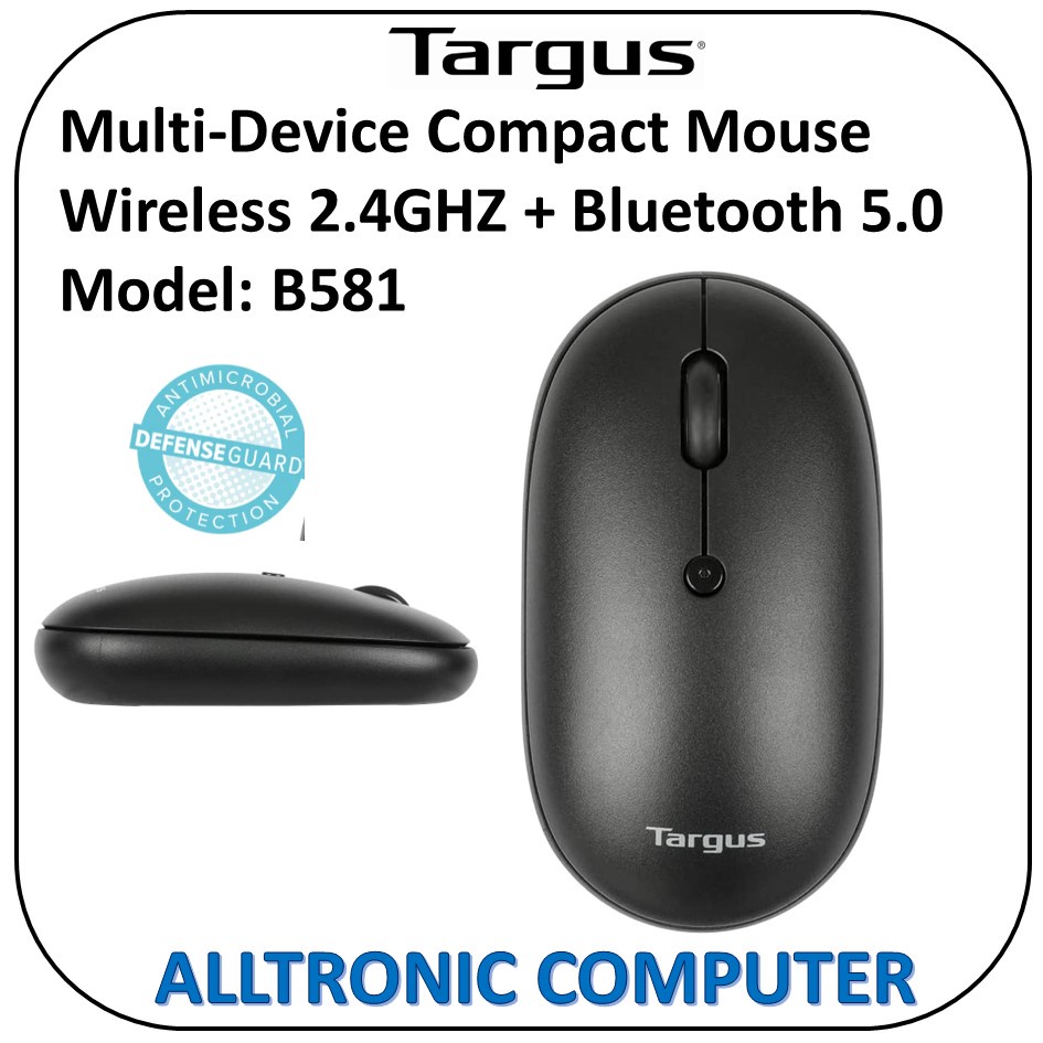 Targus Bluetooth 5.0 Mouse Antimicrobial Compact and Multi-device ...