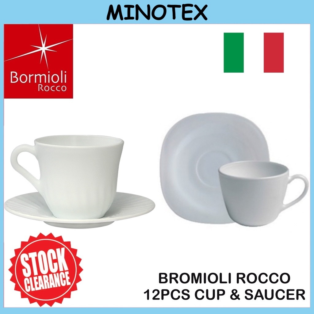 Bormioli Rocco White Cup and Saucer Set/Set Piring Cawan Bormioli Rocco ...