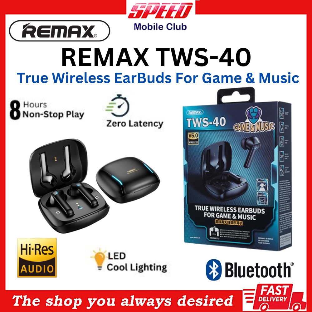 Remax TWS-40 Gamers Selection Zero Latency with Dual-Core Dual-Mic & Non-stop Playing Gaming ...