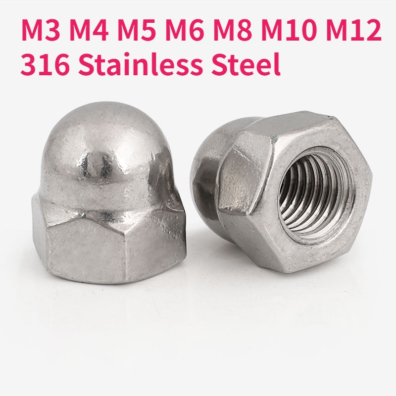 M3 M4 M5 M6 M8 M10 M12 316 Stainless Steel Cap Nuts Hex Hexagon ...