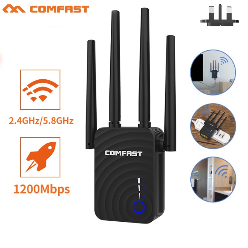 COMFAST 1200Mbps 5Ghz Wireless WiFi Repeater With LAN/WAN Port Dual ...