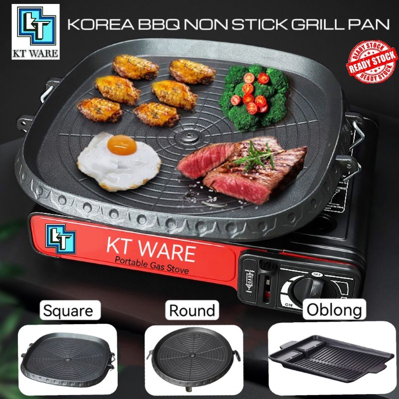 KT WARE Korean BBQ PAN Grill BBQ Frying Pan Teppanyaki Teriyaki Grill ...