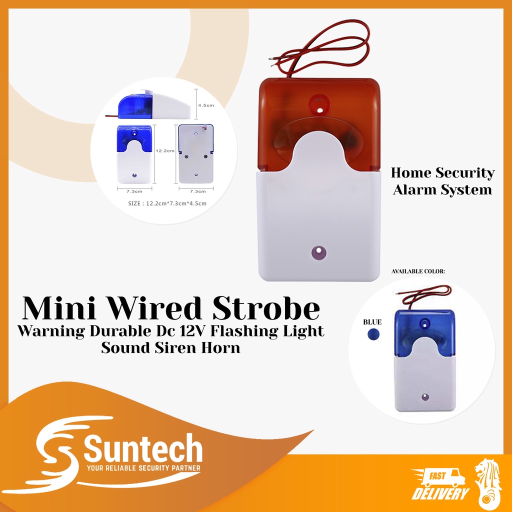 Mini Wired Strobe Warning Durable Dc 12V Flashing Light Sound Siren ...
