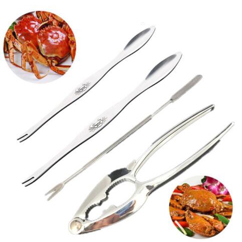 4 Pcs/set Lobster Crackers Crab Leg Tools Stainless Steel Seafood Forks ...