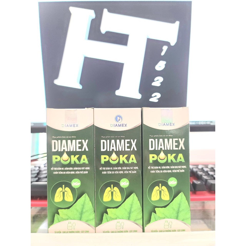 Diamex Poka 125ml helps relieve cough, clear phlegm, sore throat, hoarseness, bronchitis, can be ...
