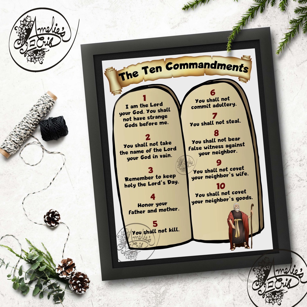 The Ten Commandments - Religious Educational Wall Chart (Laminated, A4 ...