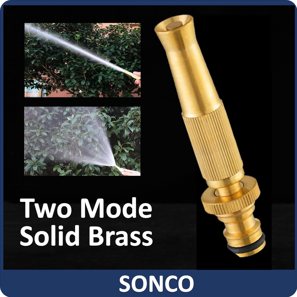 2 Mode High Pressure Brass Adjustable Hose Nozzle BRASS STRAIGHT ...