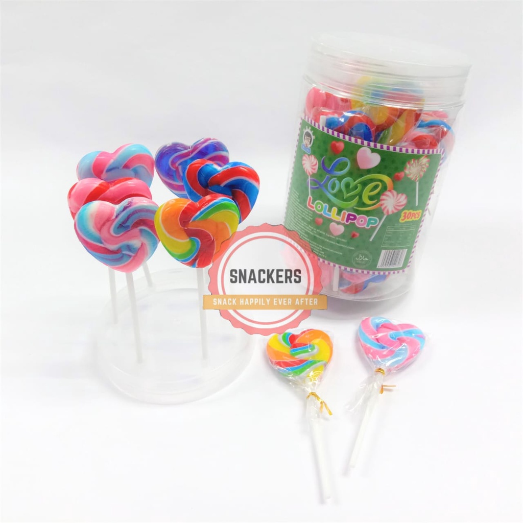 Hepin 30pcs Lollipop Colorful Jar Love Lollipop Mixed Fruit (±15g x 30pcs) | Shopee Singapore