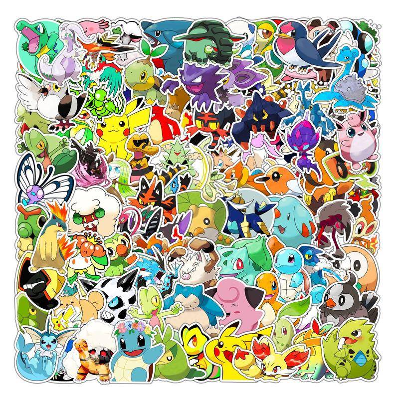 Pokemon Pikachu Stickers (100 Sheets/200 Sheets Non-Repetitive) | Anime ...