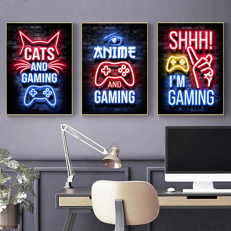 Gaming Room Decoration Poster Wall Art Video Game Canvas Painting ...