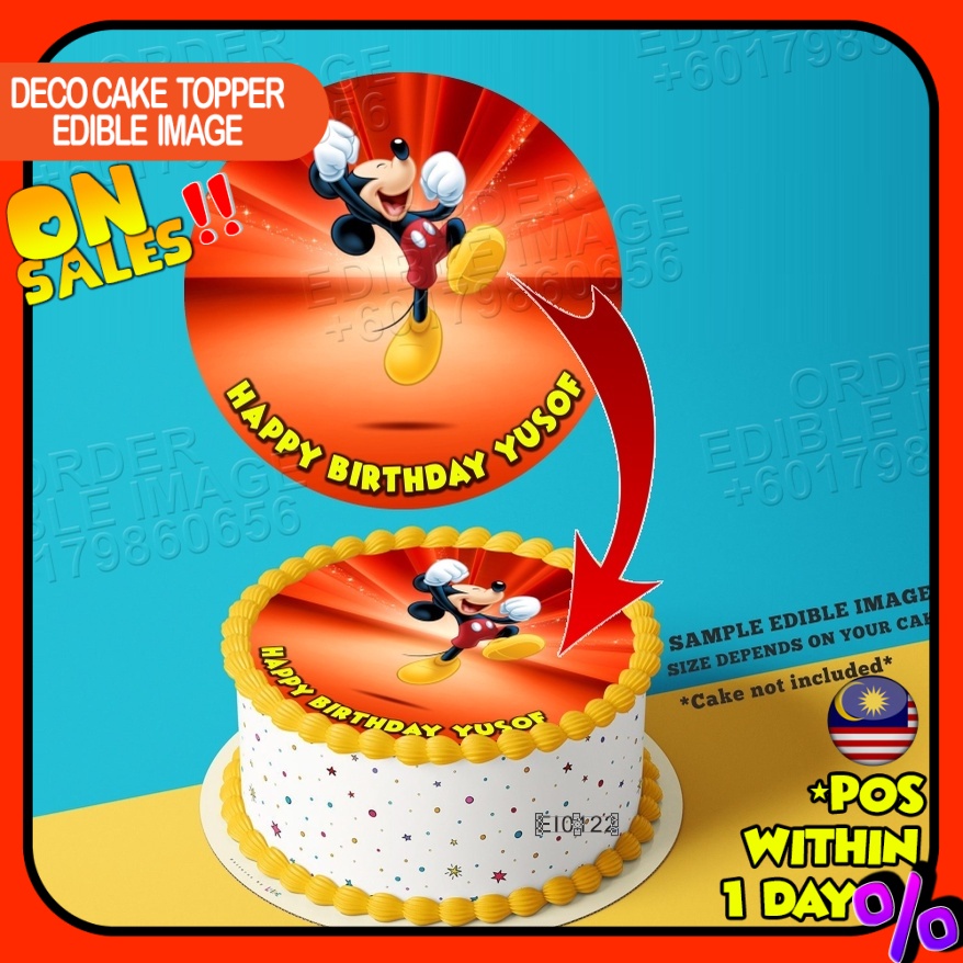 Printing EI Micky Mouse Edible Image Print Cake Photo Icing Paper ...