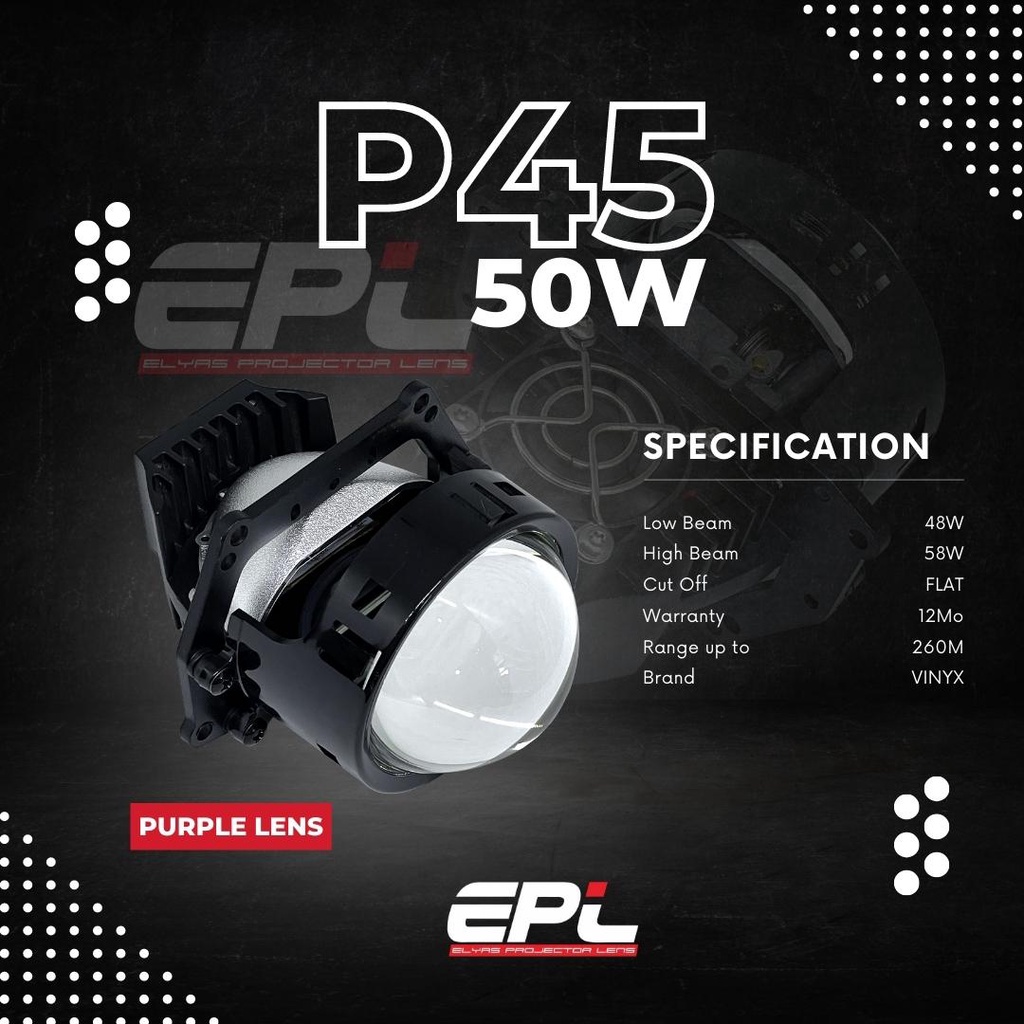 Projie Proji Projector Biled Vinyx P45 3 inch Purple Lens 58w twin ...