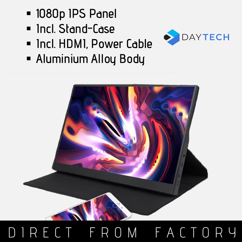 (SG Stock) Portable Monitor 15.6 FHD 1080p IPS Display by DayTech with ...