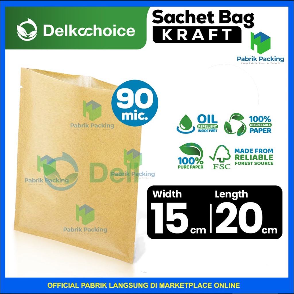 Kraft Paper Sachet Bag Packaging Non Ziplock Kraft Sachet 15CM X 20CM ...