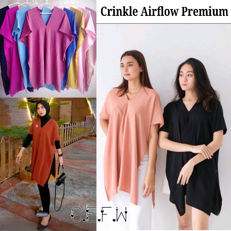 1kg Load 4pcs / Long Square Top Blouse Tops/Kaftan Crinkle Air Flow ...