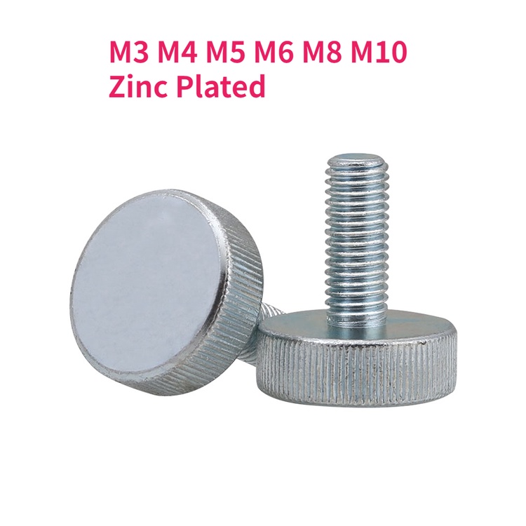 M3 M4 M5 M6 M8 M10 GB835 Knurl Flat Head Hand Tighten Thumb Screw Curtain Wall Glass Thumb Bolts ...