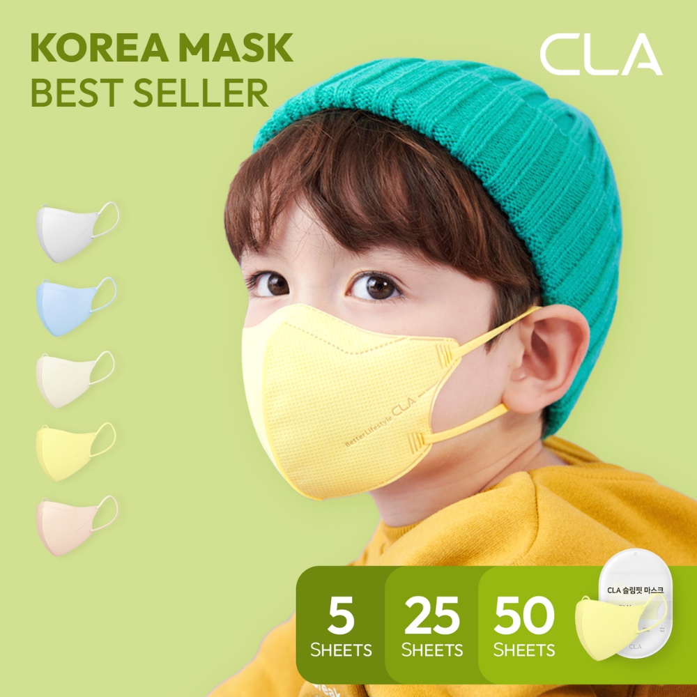 [5 Sheets in 1 Pack] CLA Slim-Fit 4ply 3D Color Mask for Kids and ...