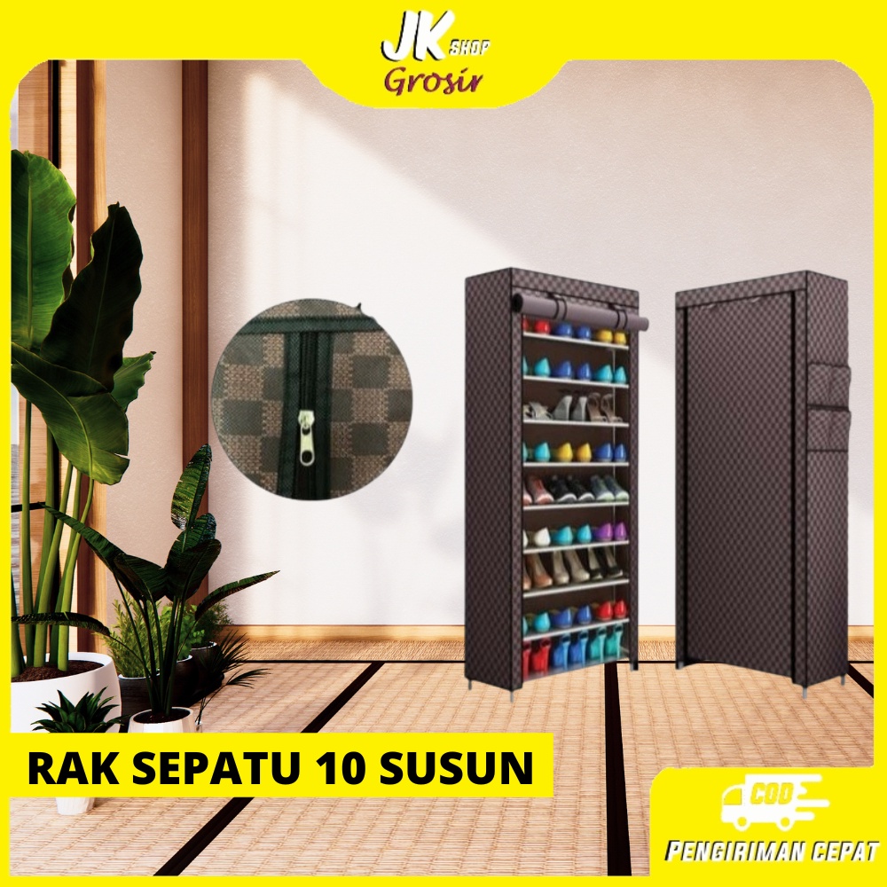 Jk Shoe Rack 10 Layers 9 Dividers With Zipper Cover & 4/5 Layers ...