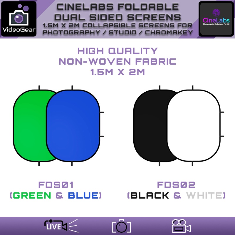 CineLabs 1.5m x 2m Foldable Collapsible Dual Sided Screens — (Non-Woven ...