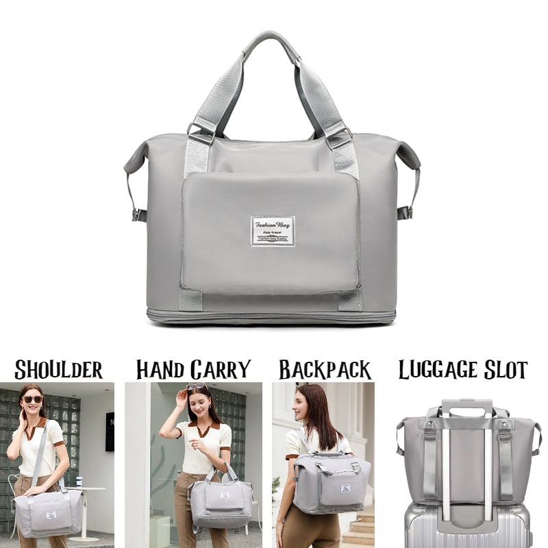 [SG] Foldable Expandable Travel Bag Backpack/ Shoulder Sling Hand Carry ...