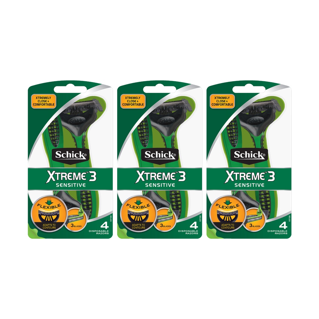 Schick Xtreme 3 Sensitive Disposables men's razor 3pack(12count ...