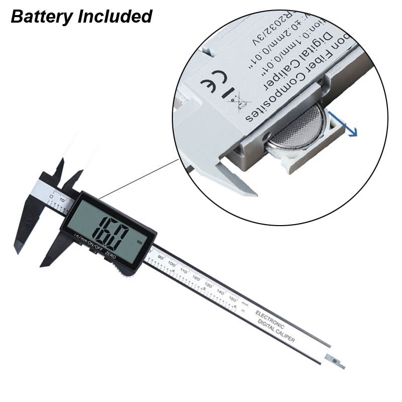 Electronic Digital Caliper Vernier Measuring Tools Carpentry Ruler ...
