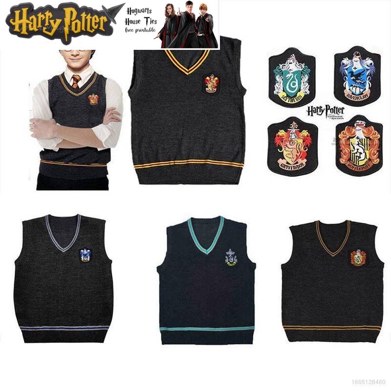 Harry Potter Costume Set Sweater Vest Tie Gryffindor Slytherin Cloak ...