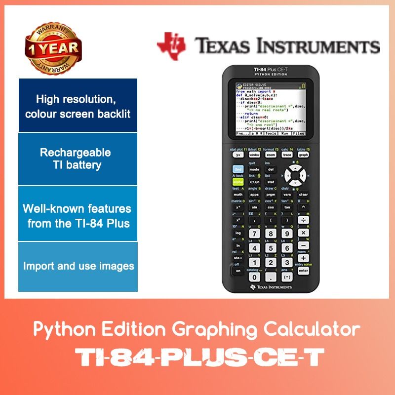 Texas Instruments TI-84-Plus-CE-T Python Edition Graphing Calculator ...