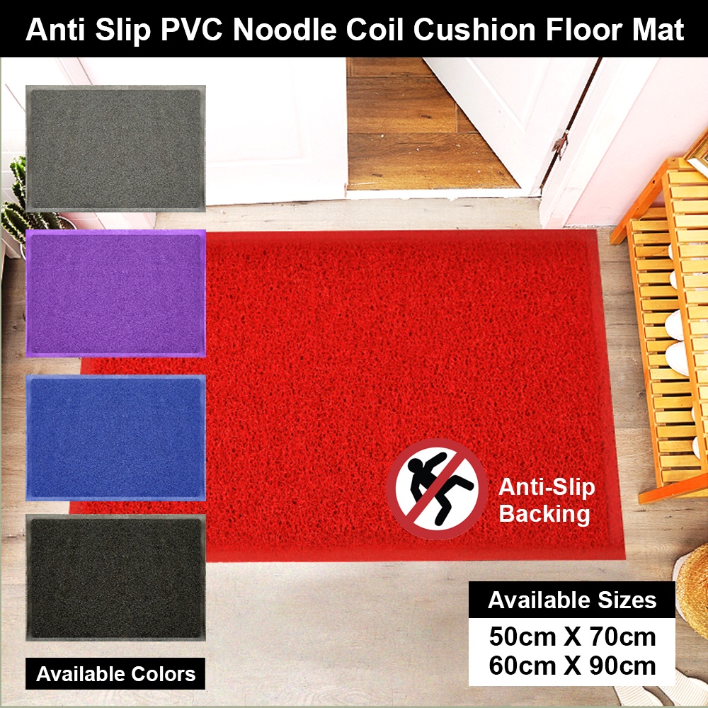 Indoor/ Outdoor Anti Slip Edged PVC Noodle Coil Cushion Floor Mat | 2 ...