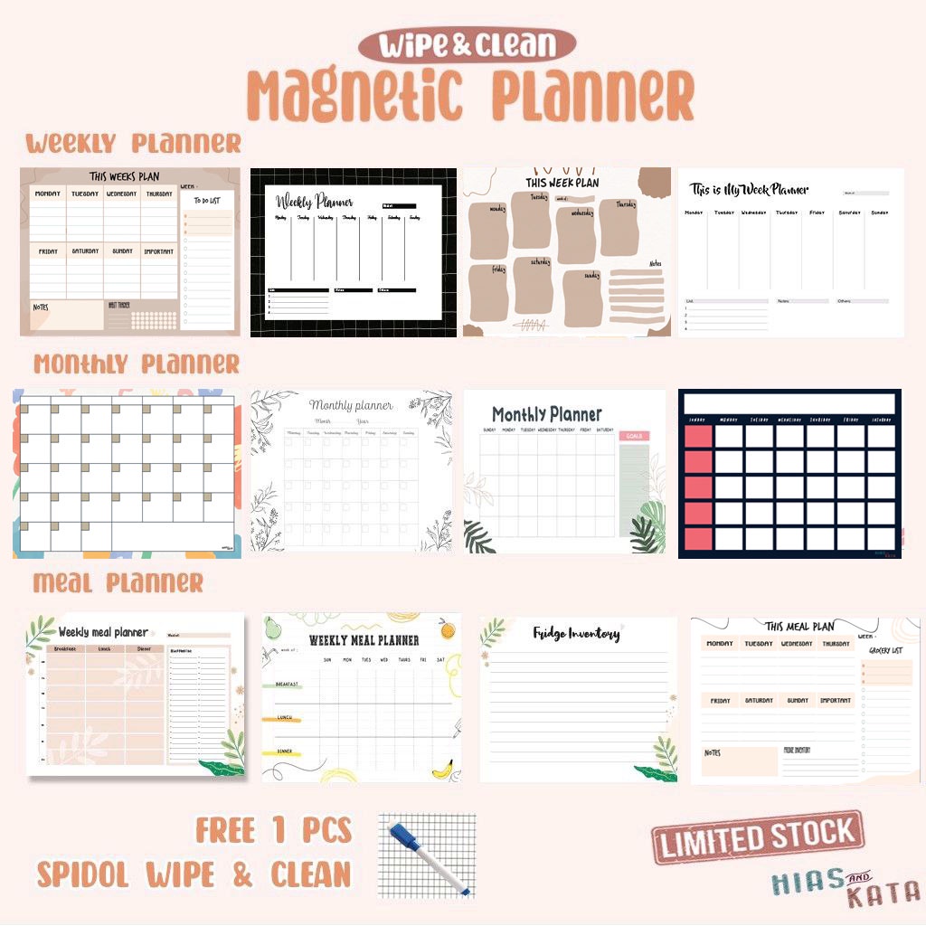 Magnetic planner weekly monthly meal notes magetic planner attached to ...