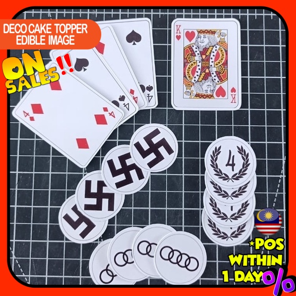 Happy Birthday Cake Topper Playing Card Poker Game Decoration Set Party ...