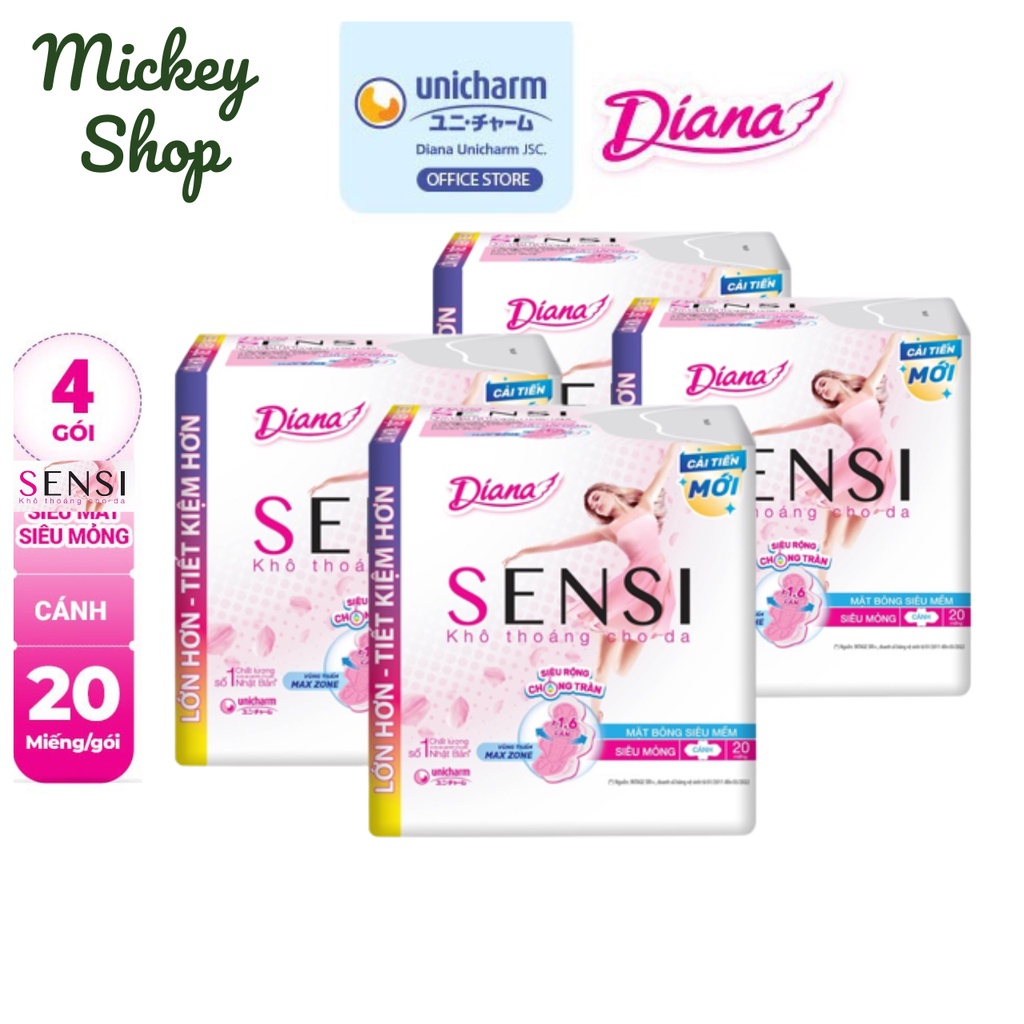 Combo of 4 Diana Sensi Super Thin Wing BVS Packs (20 pieces/pack ...