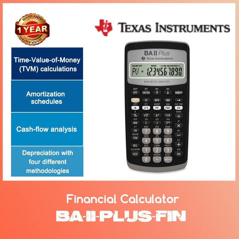 Texas Instruments BA-II-PLUS Financial Calculator WITH 1 YEAR WARRANTY ...
