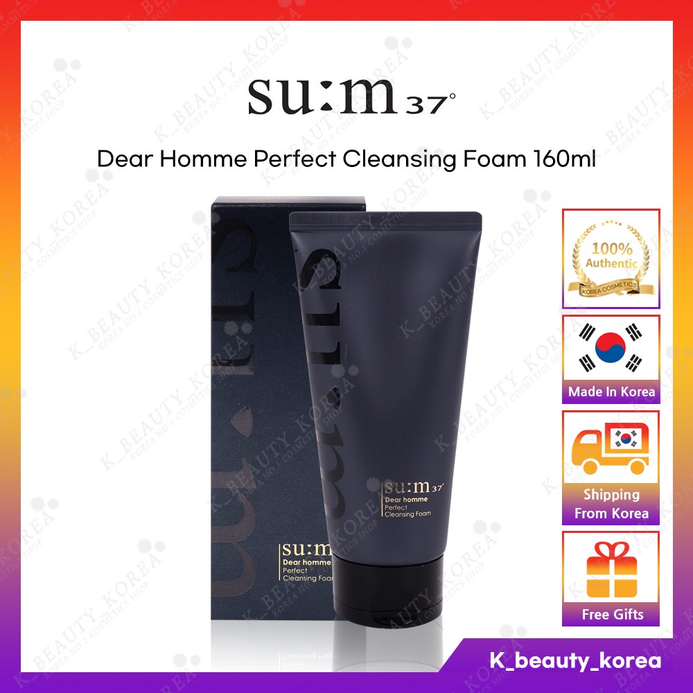 [SU:M37] SUM37 Dear Homme Perfect Cleansing Foam 160ml / Men's Skin Care Facial Cleanser [KOREA ...