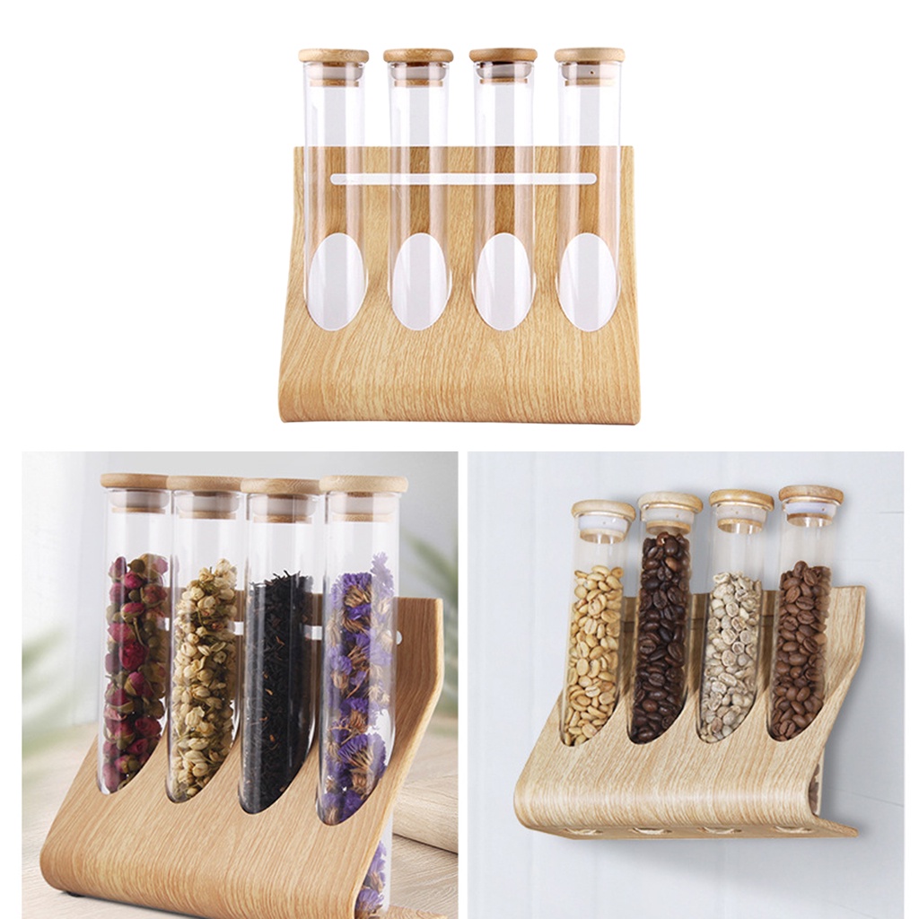 [ Test Tube Storage Rack Cereals Canister Ornaments with Holder for Tea ...